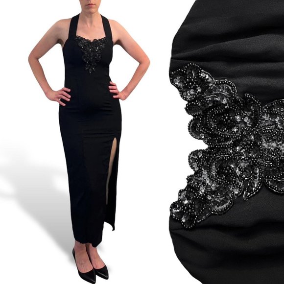 Jump | Dresses | 9s Y2k Vintage Black Sequined Goth Prom Dress Jump ...